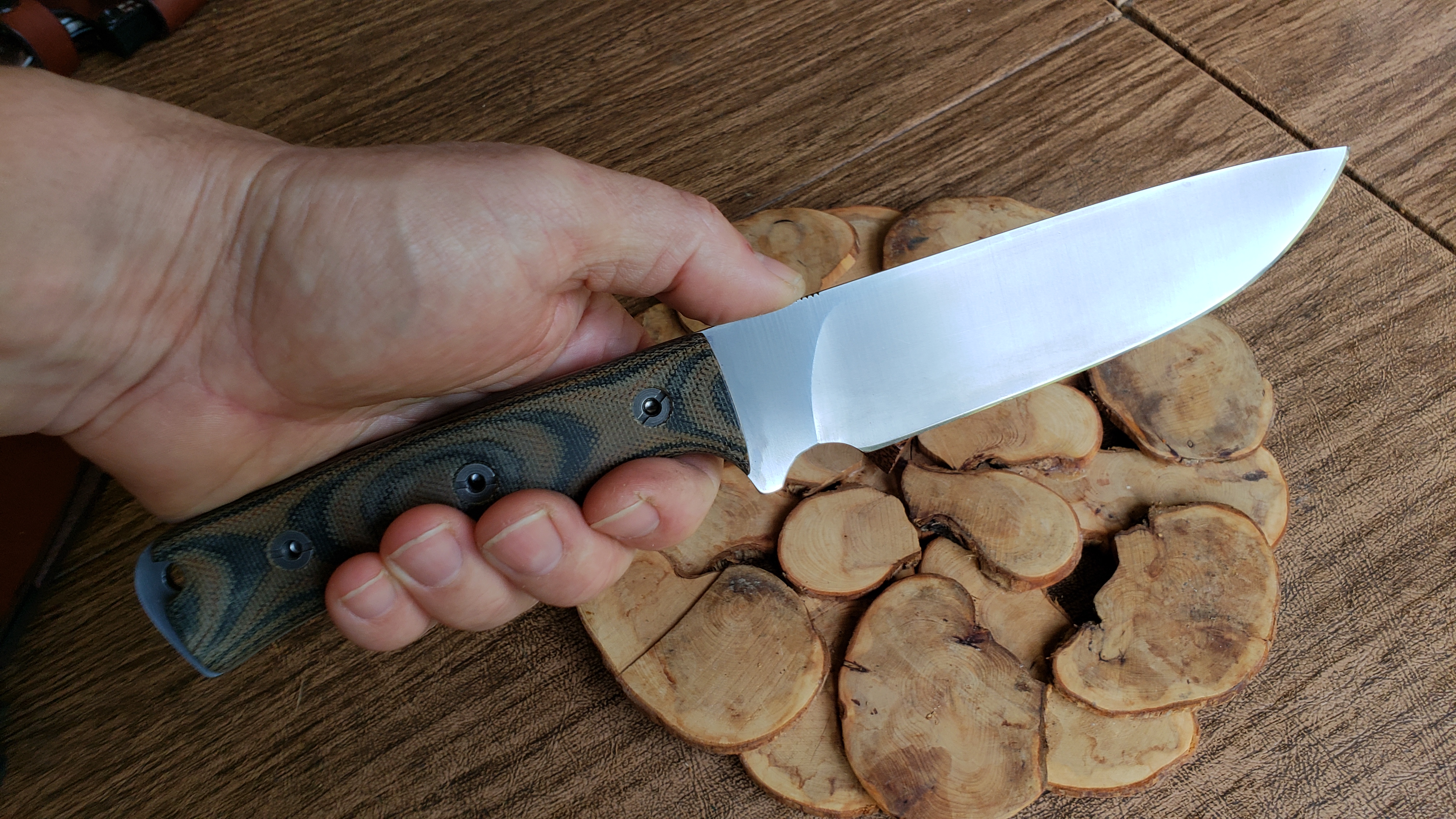 Bushcrafter/camper B55 AEB-L/camo micarta/leather | BladeForums.com